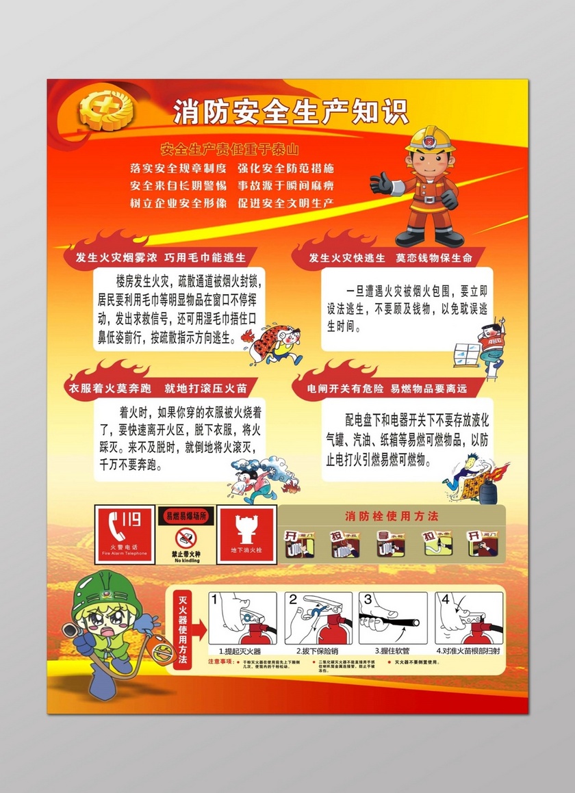 消防安全生产知识119安全意识宣传海报 515PPT