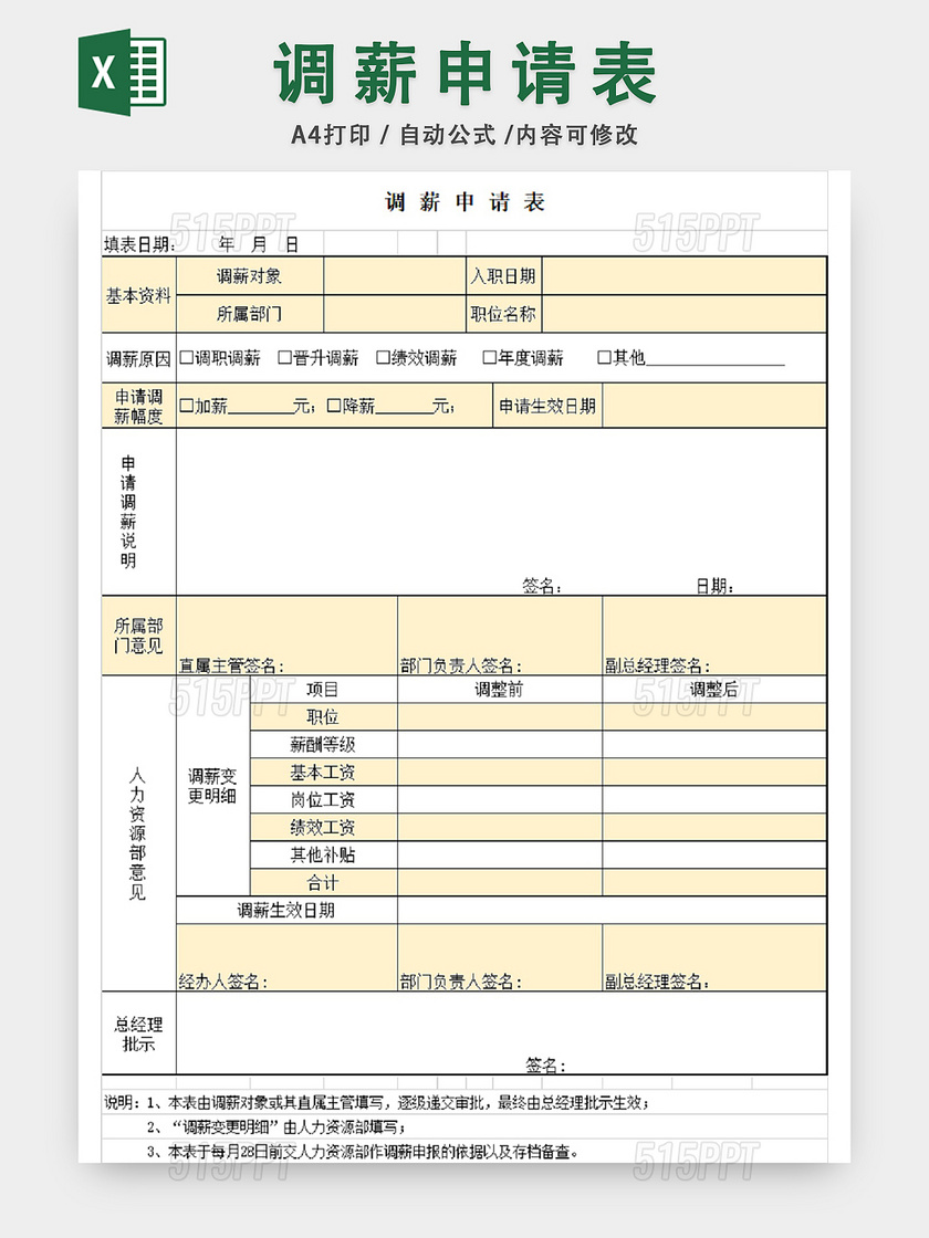 调薪申请表 515PPT