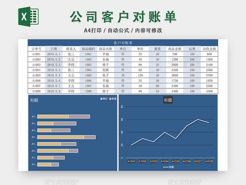 公司客户对账单表格EXCEL模板 515PPT