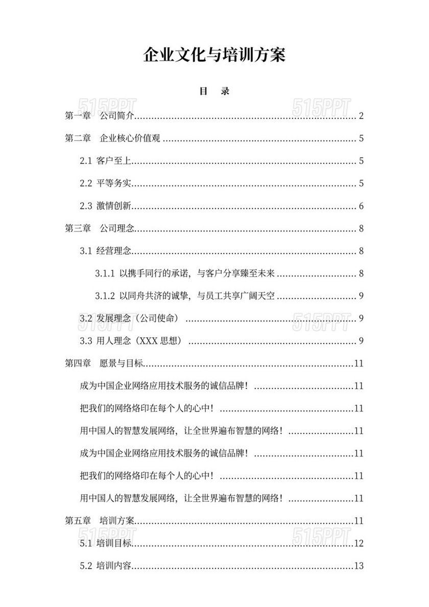 网络科技公司企业文化培训方案Word文档 515PPT