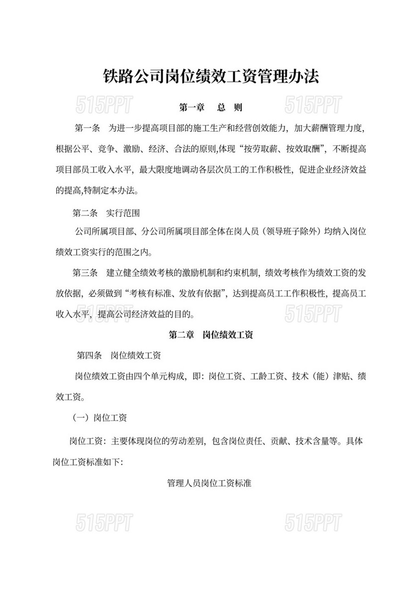 铁路公司岗位绩效工资管理办法 515PPT