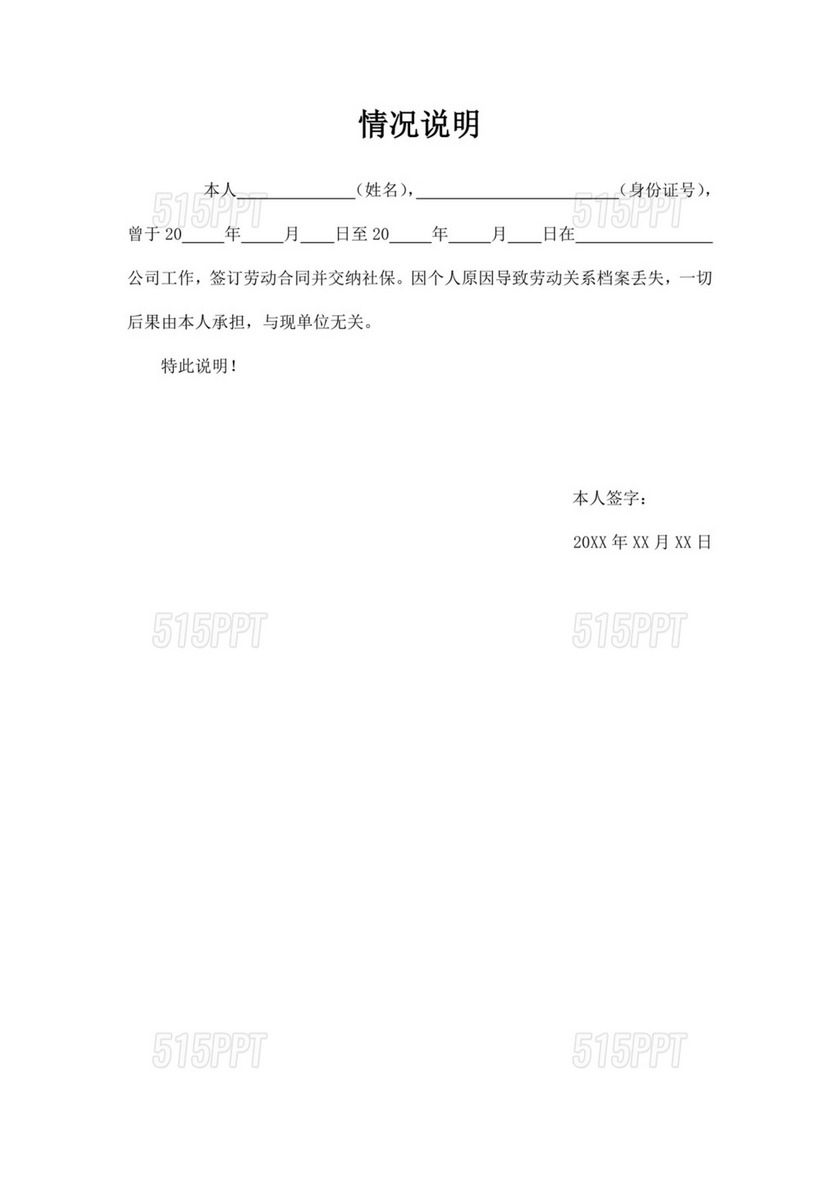 白色简洁情况说明企业个人情况说明模板 515PPT