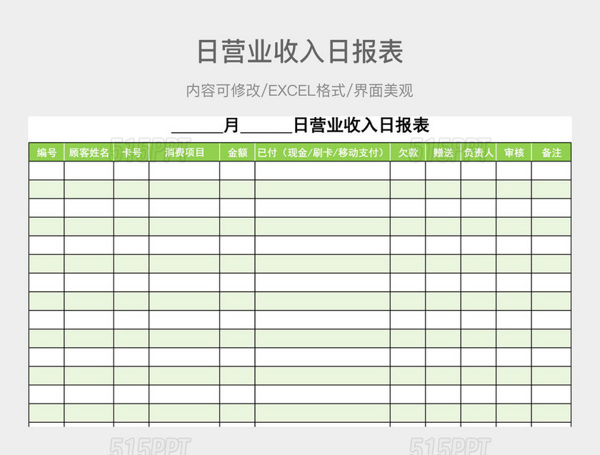 日营业收入日报表 515PPT