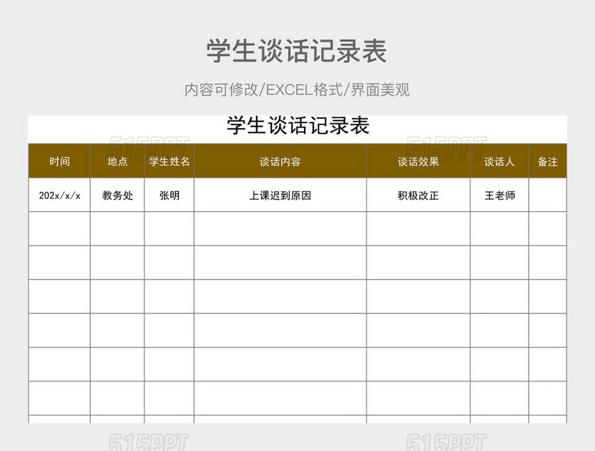 学生谈话记录表 515PPT