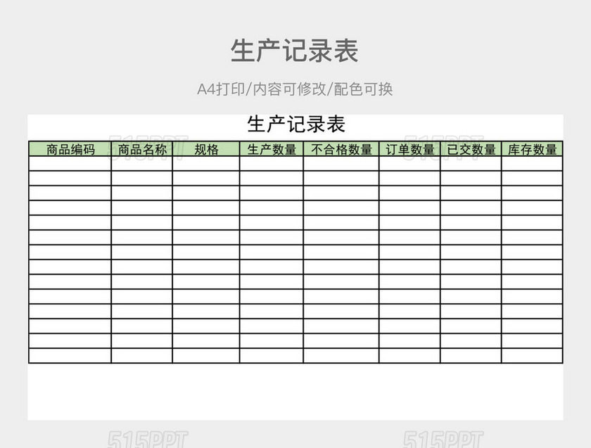 生产记录表 515PPT