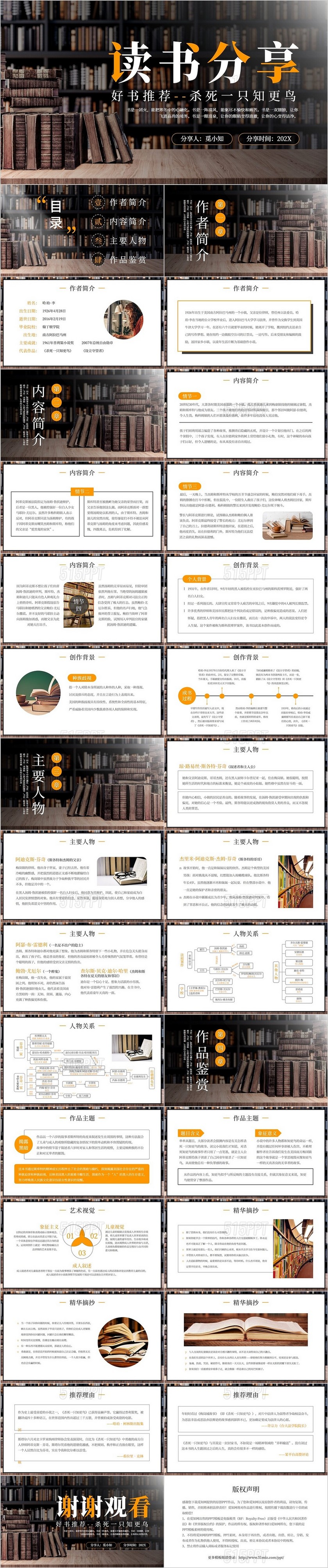 杀死一只知更鸟读书分享PPT模板 515PPT