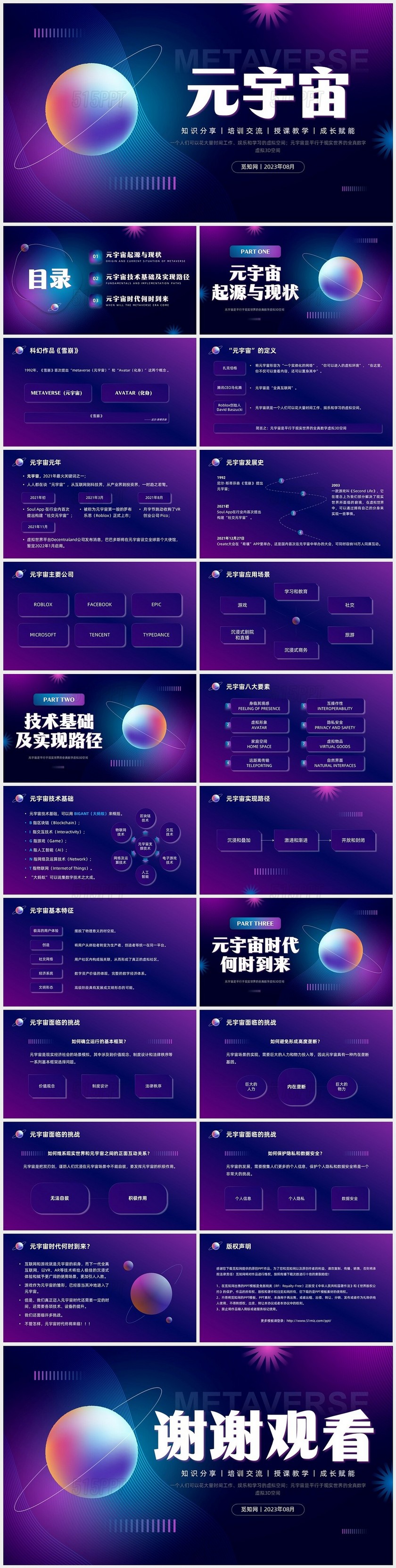 蓝紫色元宇宙培训课件 515PPT