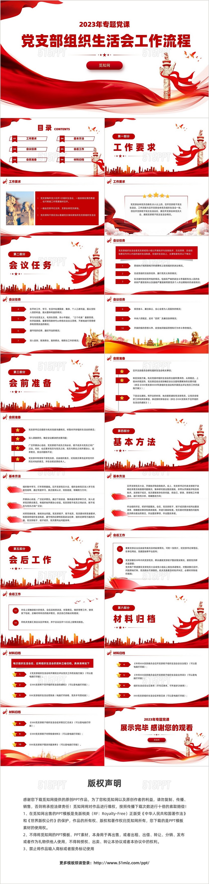 党支部组织生活会工作流程PPT党建 515PPT